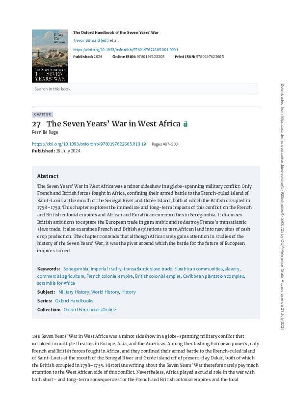 (PDF) The Seven Years’ War in West Africa