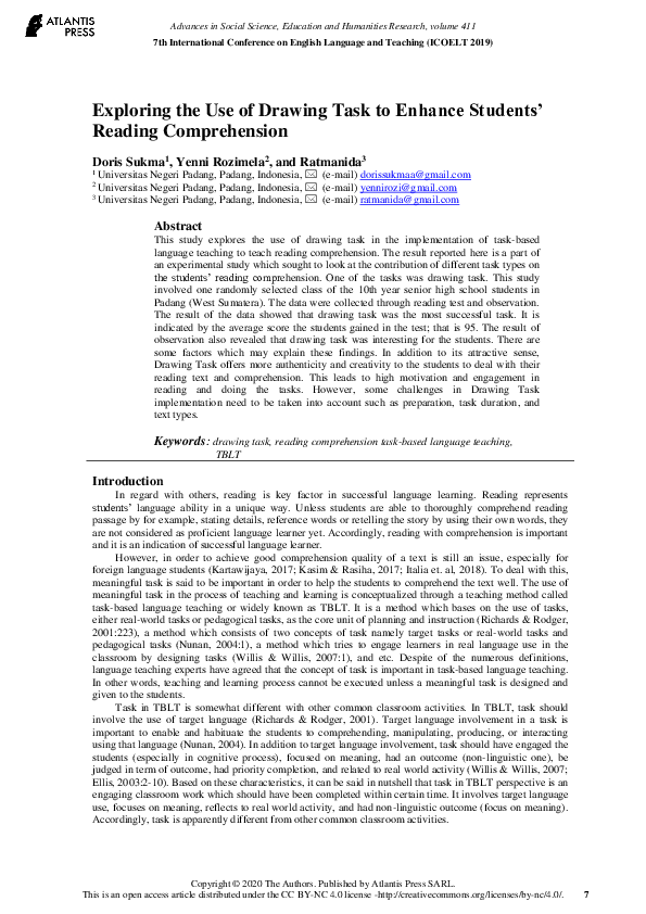 (PDF) Exploring the Use of Drawing Task to Enhance Students’ Reading Comprehension