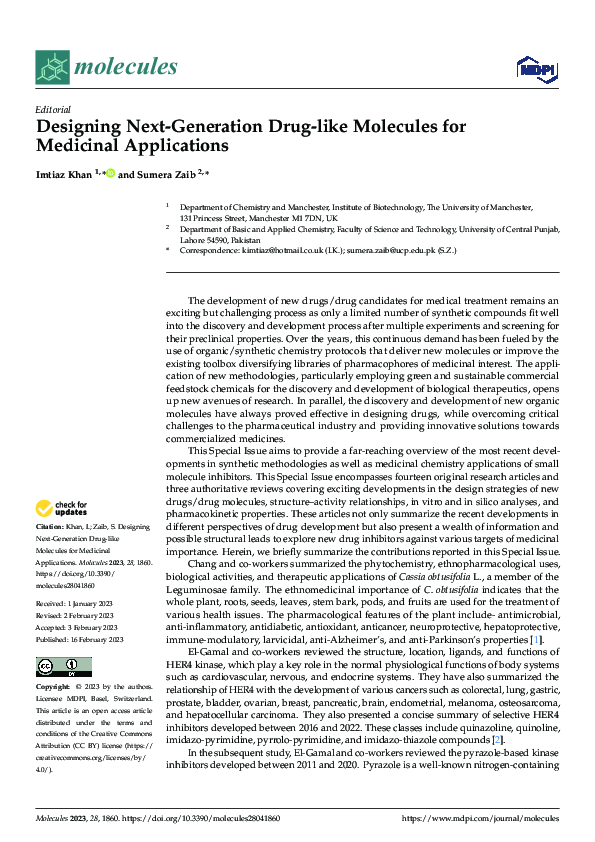 (PDF) Designing Next-Generation Drug-like Molecules for Medicinal Applications