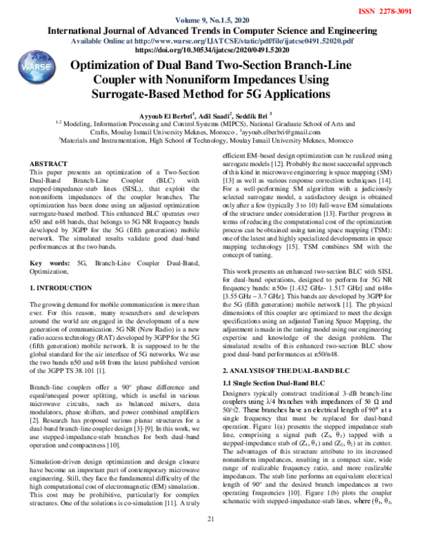 (PDF) Optimization of Dual Band Two-Section Branch-Line Coupler with ...