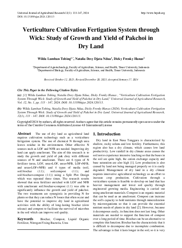 (PDF) Verticulture Cultivation Fertigation System through Wick: Study ...