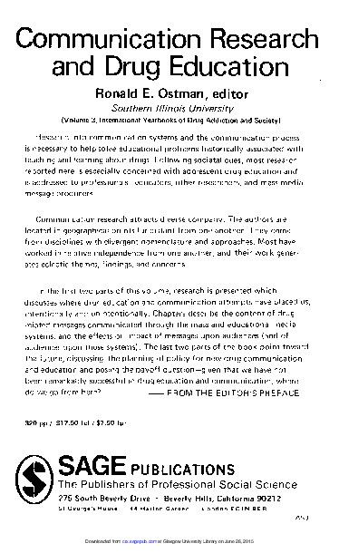 (PDF) Communication Research and Drug Education