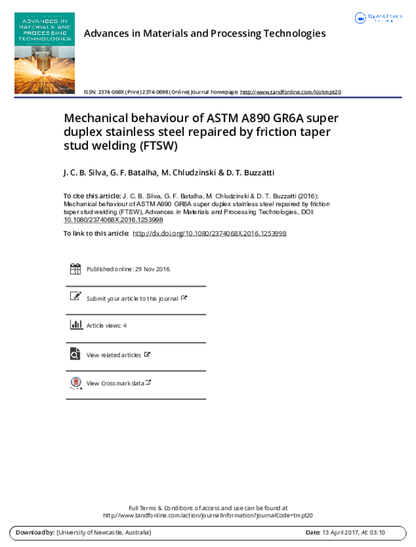 (PDF) Mechanical behaviour of ASTM A890 GR6A super duplex stainless ...