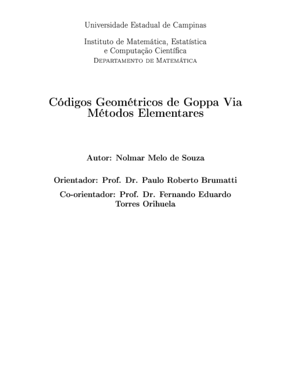 (PDF) Codigos geometricos de Goppa via metodos elementares