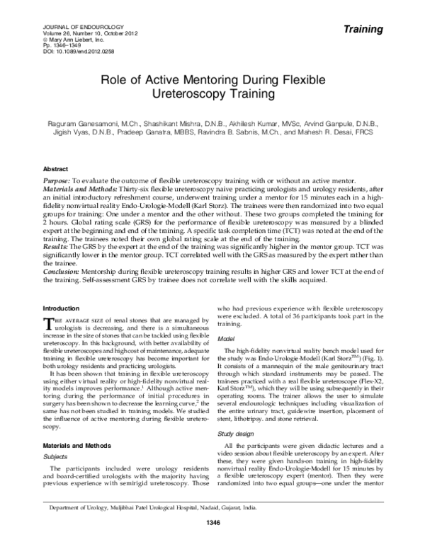(PDF) Role of Active Mentoring During Flexible Ureteroscopy Training