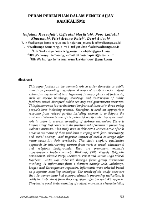 (PDF) Peran Perempuan Dalam Pencegahan Radikalisme