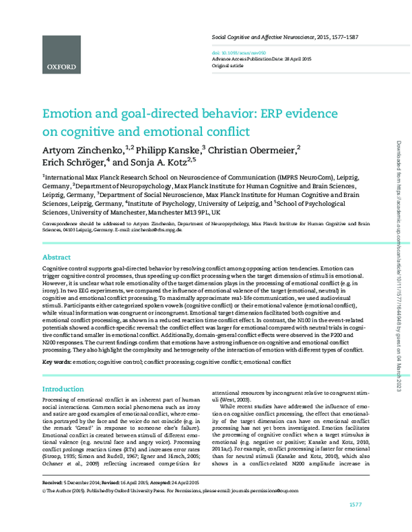 (PDF) Emotion and goal-directed behavior: ERP evidence on cognitive and ...