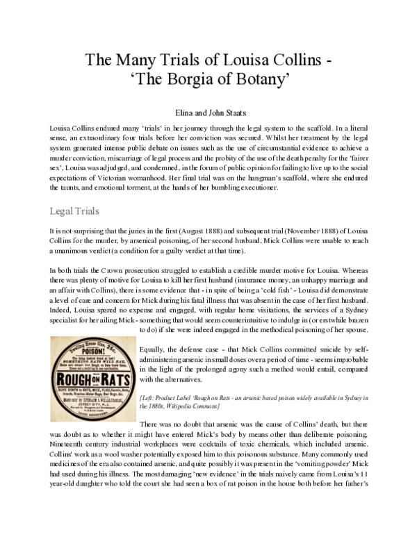 (PDF) The Many Trials of Louisa Collins -'The Borgia of Botany'