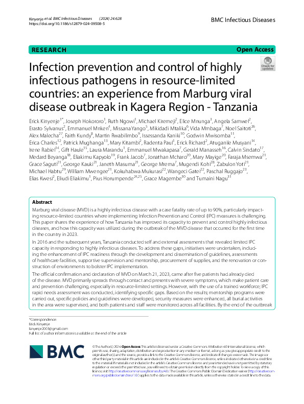 (PDF) Infection prevention and control of highly infectious pathogens ...