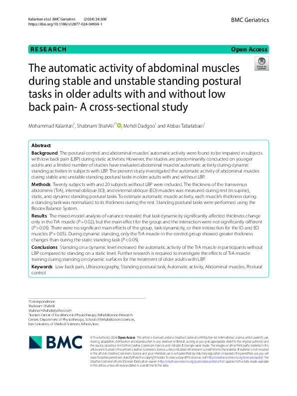 (PDF) The automatic activity of abdominal muscles during stable and ...