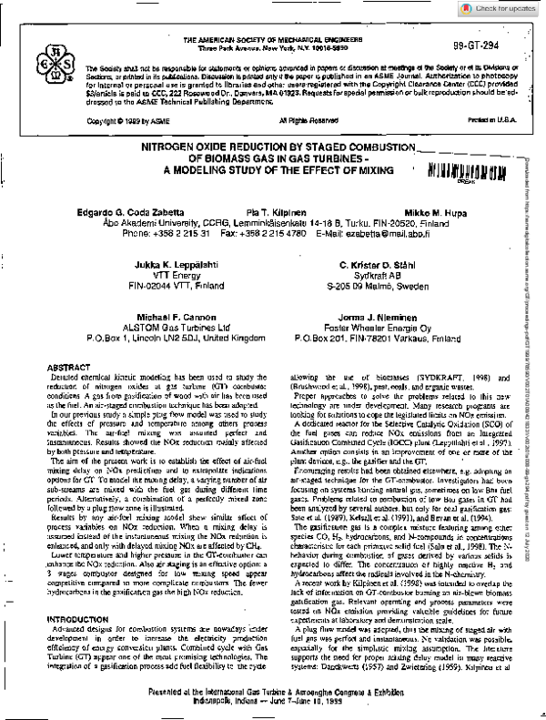 (PDF) Nitrogen Oxide Reduction by Staged Combustion of Biomass Gas in ...