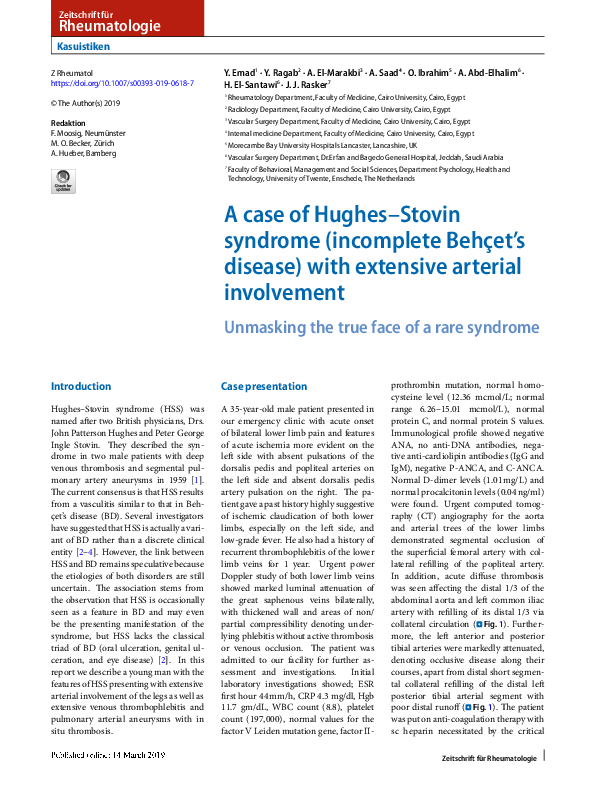 (PDF) A case of Hughes–Stovin syndrome (incomplete Behçet’s disease ...