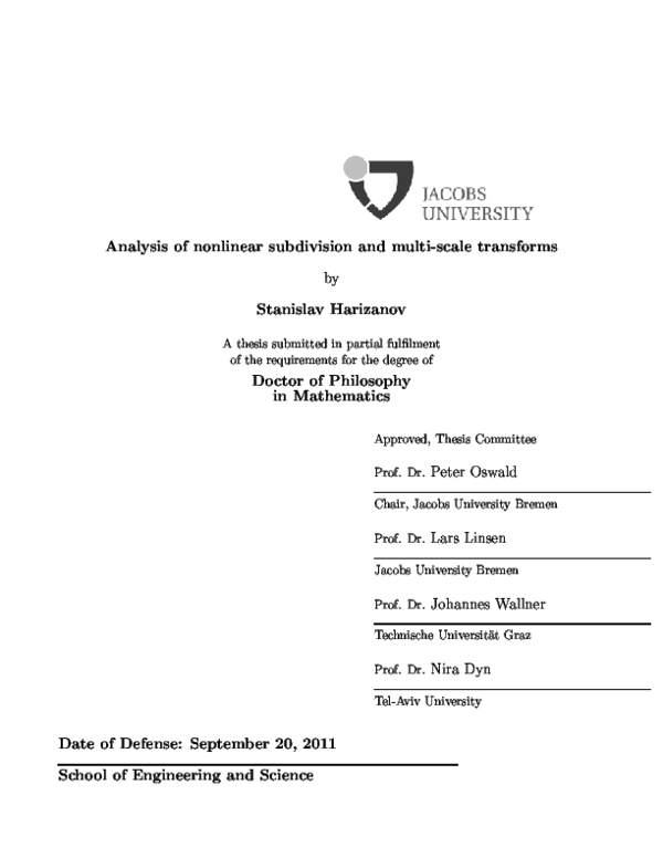 (PDF) Analysis of nonlinear subdivision and multi-scale transforms