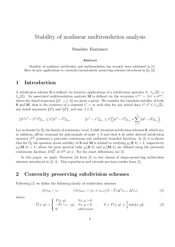 (PDF) Stability of nonlinear multiresolution analysis