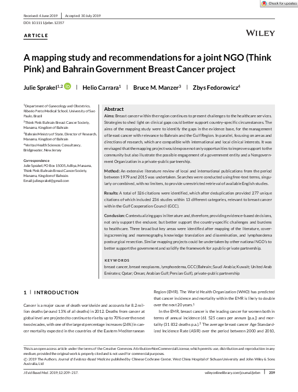 (PDF) A mapping study and recommendations for a joint NGO (Think Pink ...