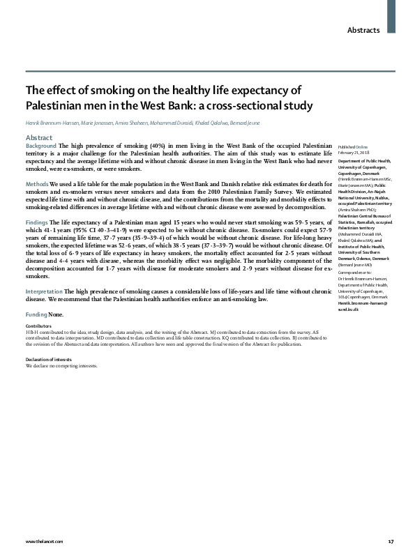 (PDF) The effect of smoking on the healthy life expectancy of ...