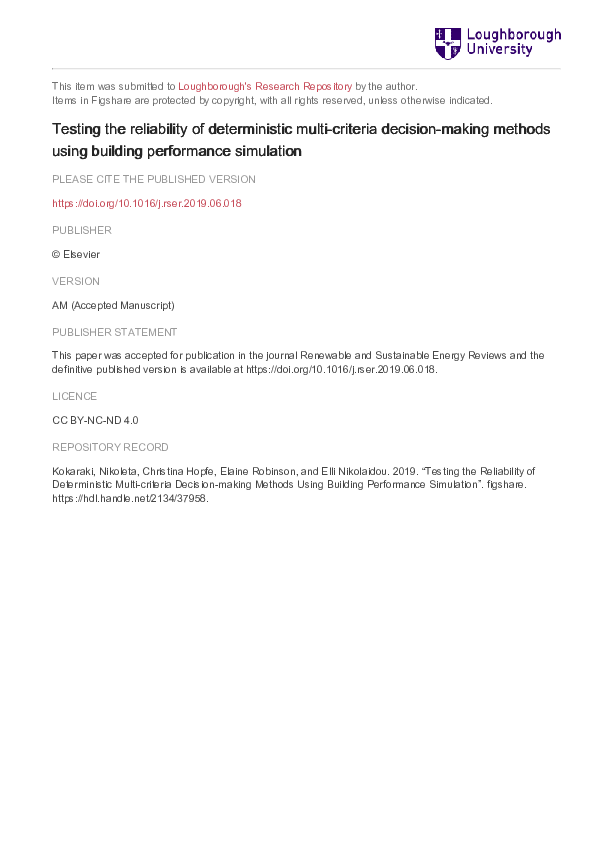 (PDF) Testing the reliability of deterministic multi-criteria decision ...