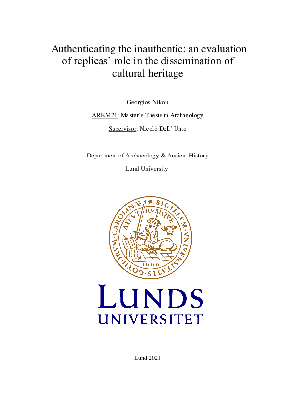 (PDF) Authenticating the inauthentic: an evaluation of replicas' role ...