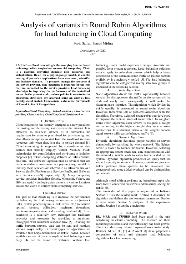 (PDF) Analysis of variants in Round Robin Algorithms for load balancing ...