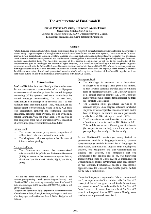 (PDF) The Architecture of FunGram KB