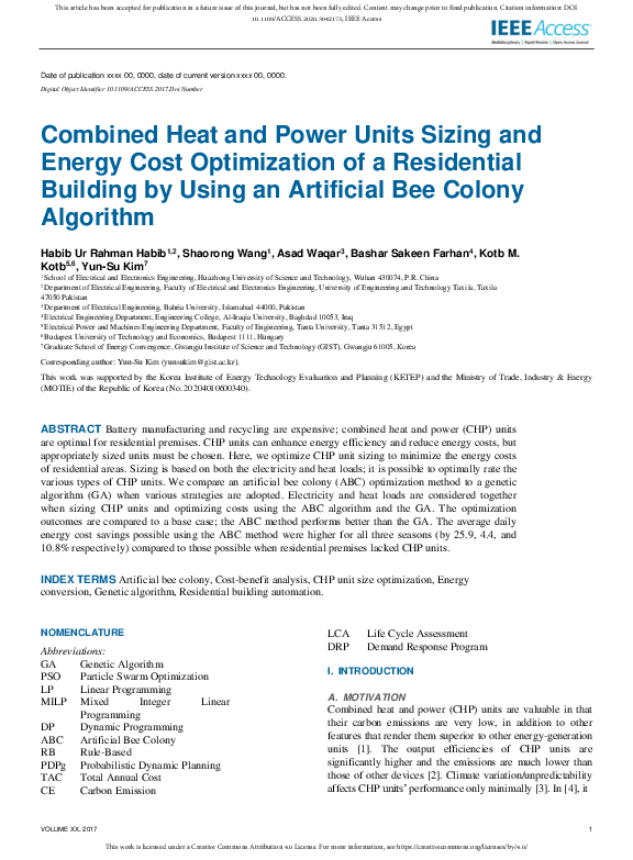(PDF) Combined Heat and Power Units Sizing and Energy Cost Optimization of a Residential ...