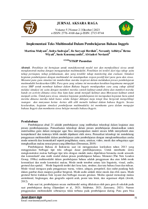 (PDF) Implementasi Teks Multimodal dalam Pembelajaran Bahasa Inggris