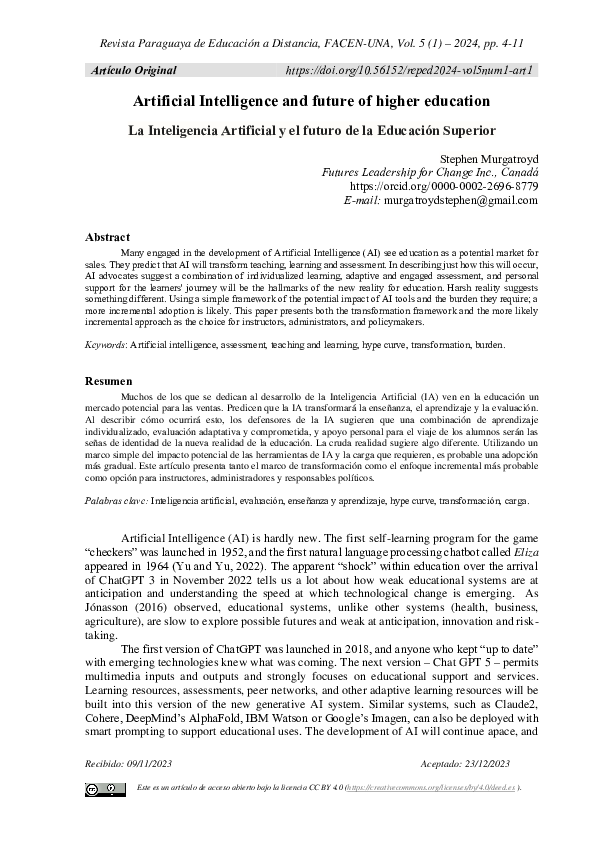 (PDF) Artificial Intelligence and future of higher education