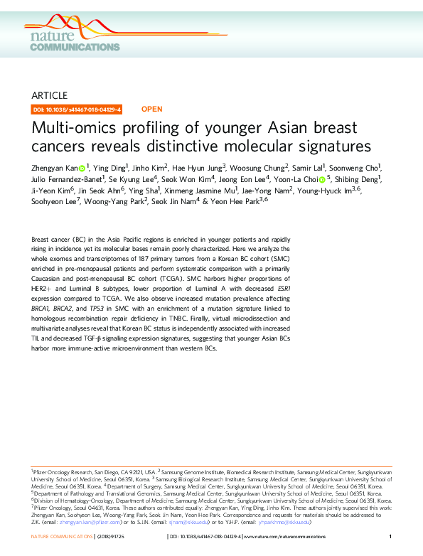 (PDF) Multi-omics profiling of younger Asian breast cancers reveals ...