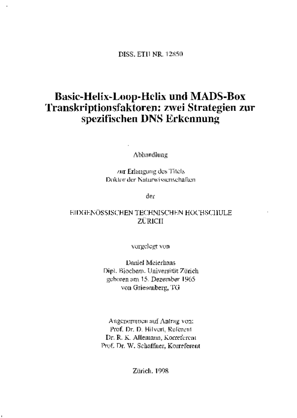 (PDF) Basic-Helix-Loop-Helix und MADS-Box Transkriptionsfaktoren