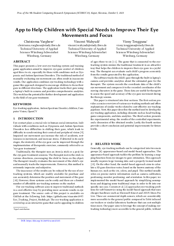 (PDF) App to Help Children with Special Needs to Improve Their Eye ...