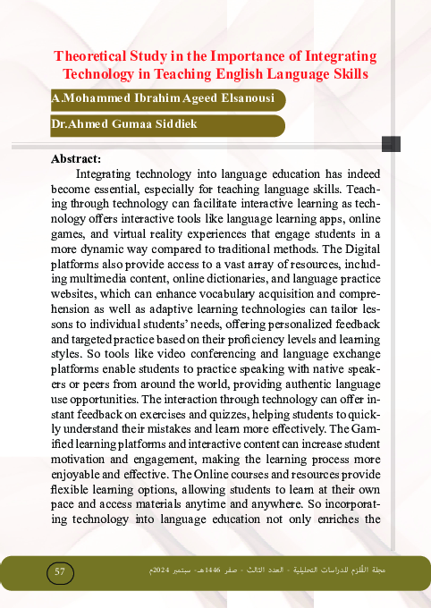 (PDF) Theoretical Study in the Importance of Integrating Technology in Teaching English Language ...