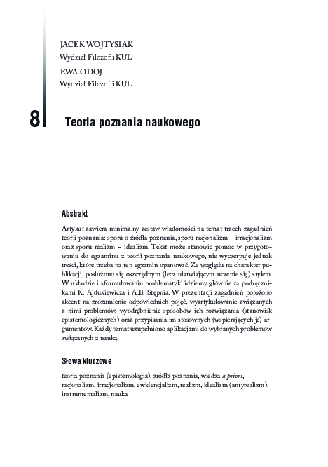 (PDF) Teoria poznania naukowego