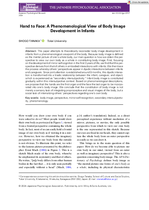 (PDF) Hand to Face: A Phenomenological View of Body Image Development ...