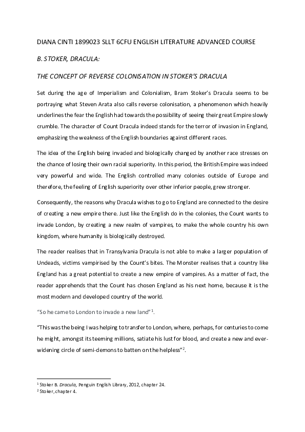 (PDF) THE CONCEPT OF REVERSE COLONISATION IN STOKER’S DRACULA