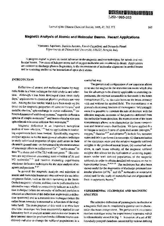 (PDF) Magnetic Analysis of Atomic and Molecular Beams. Recent Applications