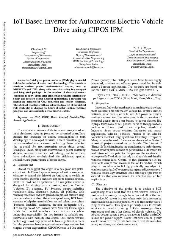 (PDF) IoT Based Inverter for Autonomous Electric Vehicle Drive using ...