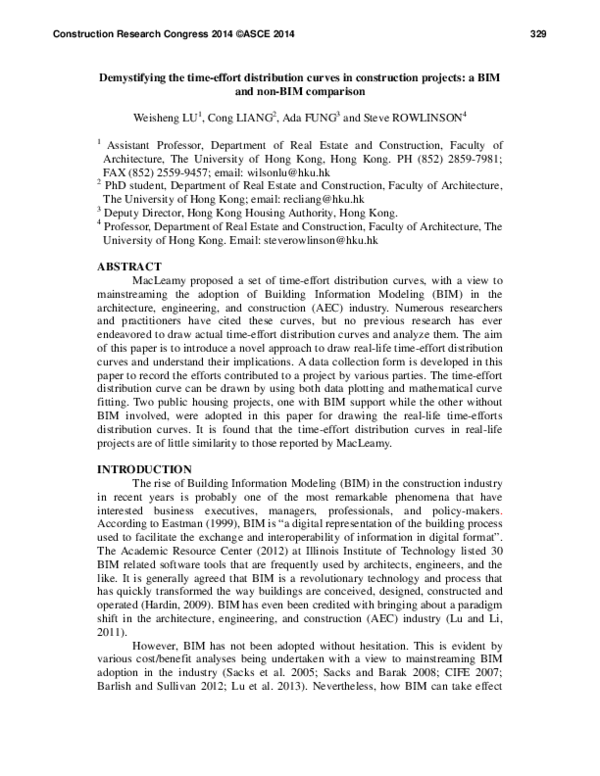 (PDF) Demystifying the Time-Effort Distribution Curves in Construction Projects: A BIM and non ...