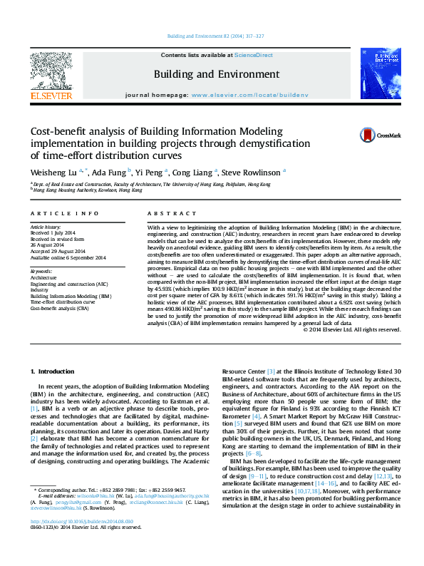 (PDF) Cost-benefit analysis of Building Information Modeling implementation in building projects ...