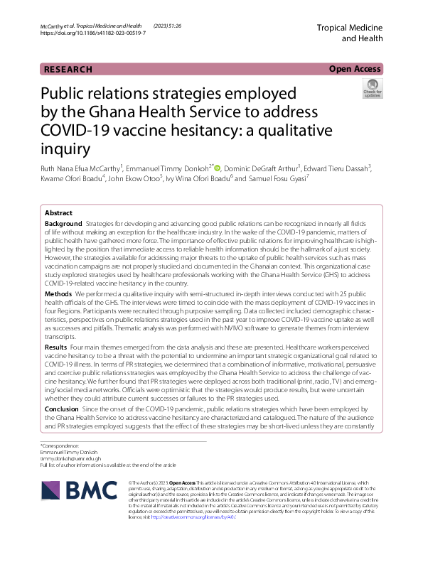 (PDF) Public relations strategies employed by the Ghana Health Service ...
