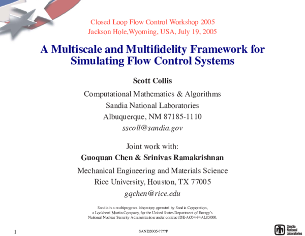 (PDF) A multiscale and multifidelity framework for simulating flow control systems