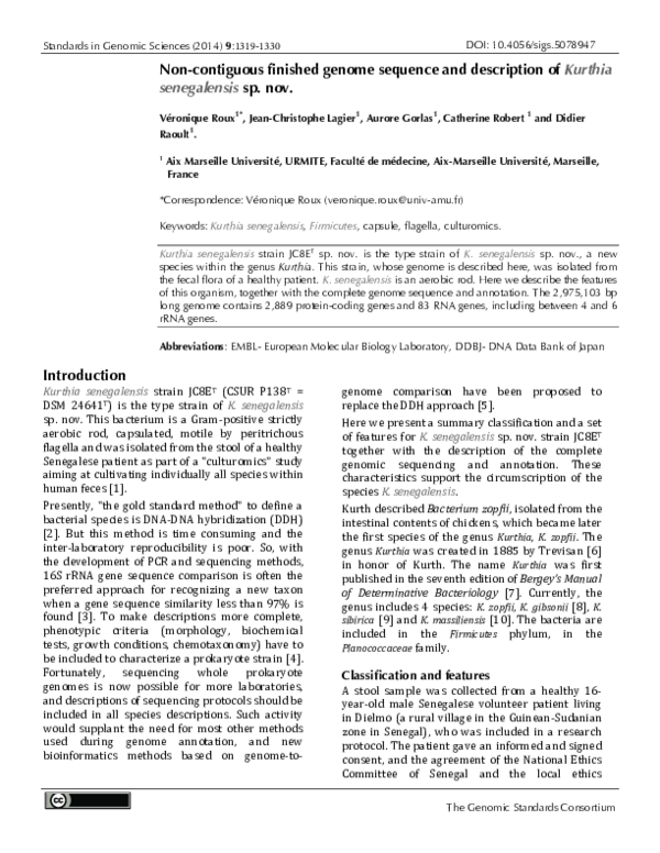 (PDF) Non-contiguous finished genome sequence and description of ...