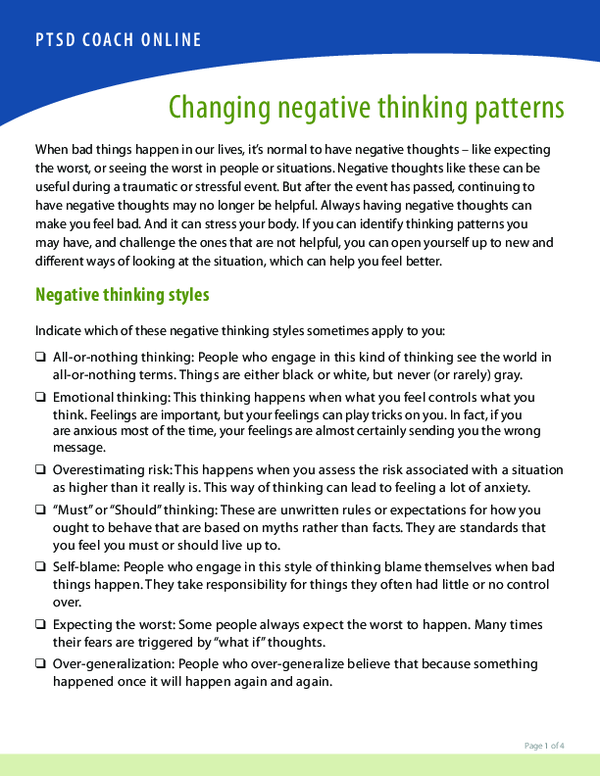 (PDF) Changing Negative-Thinking Patterns