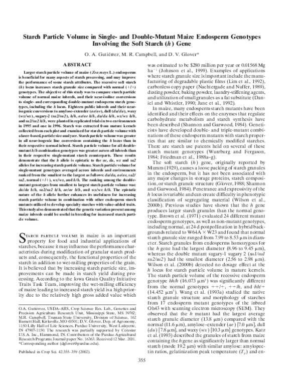 (PDF) Starch Particle Volume in Single‐ and Double‐Mutant Maize ...