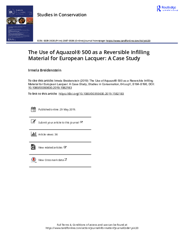 (PDF) The Use of Aquazol® 500 as a Reversible Infilling Material for ...