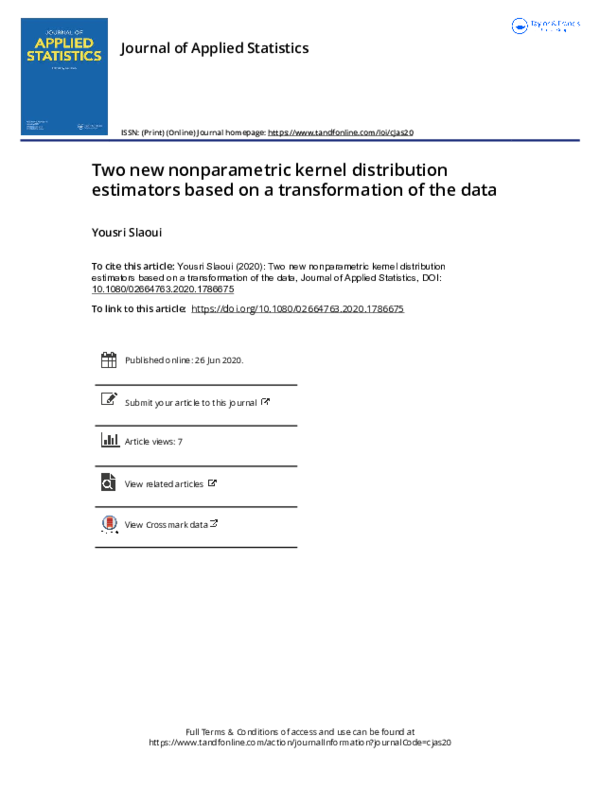 (PDF) Two new nonparametric kernel distribution estimators based on a transformation of the data ...