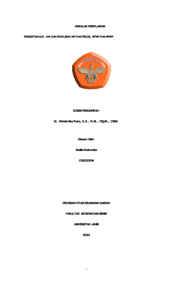 (PDF) Makalah pajak pengertian kup, hak dan kewajiban wp dan fiscus ...