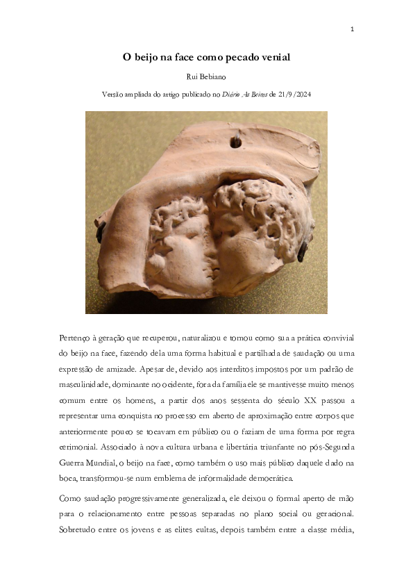 (PDF) O beijo na face como pecado venial | Rui Bebiano - Academia.edu