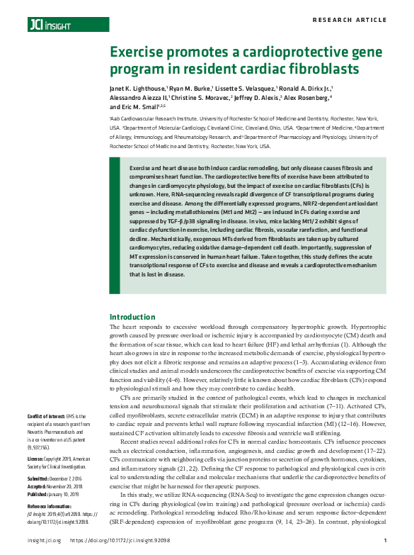 (PDF) Exercise promotes a cardioprotective gene program in resident ...