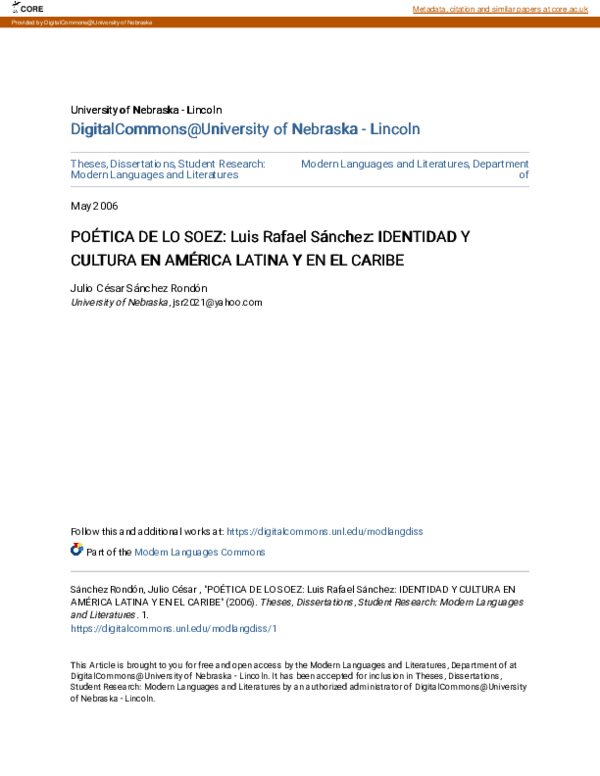 (PDF) Poetica de lo soez: Luis Rafael Sanchez. Identidad y cultura en ...