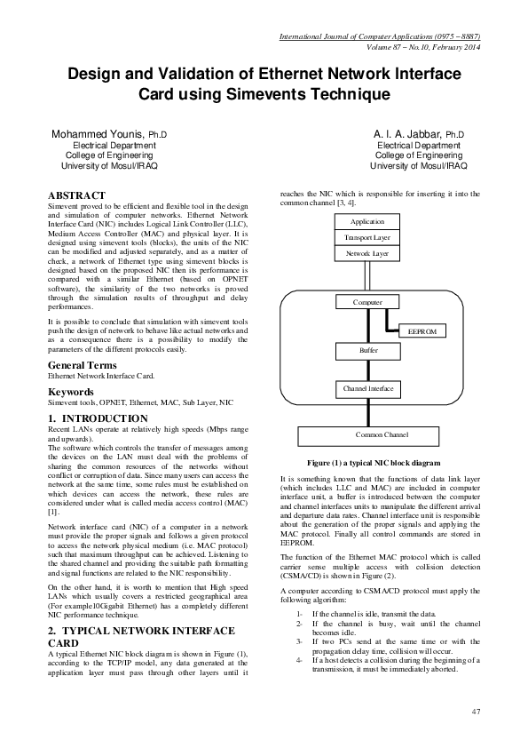 (PDF) Design and Validation of Ethernet Network Interface Card using ...